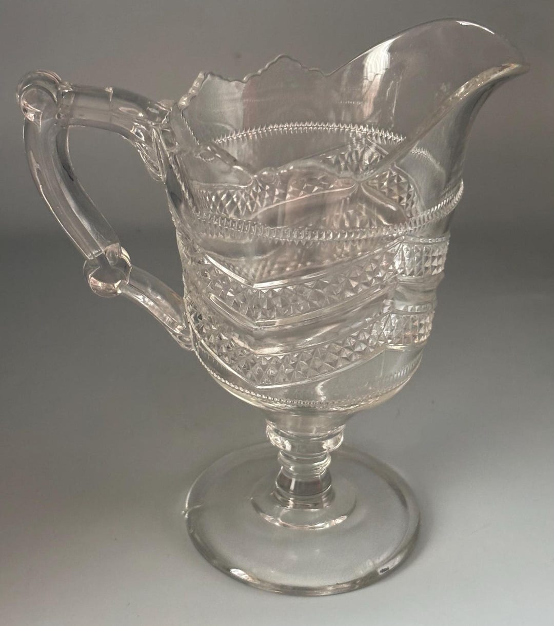 Antique EAPG Pattern Glass Pitcher Zig Zag Band Creamer Pitcher Lover ...