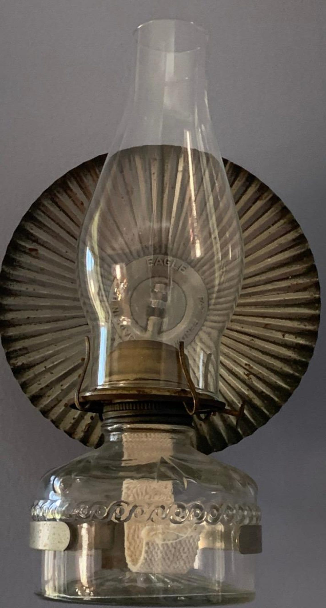 Antique Eagle Oil Lamp With Wall Mount and Reflector P and A ...