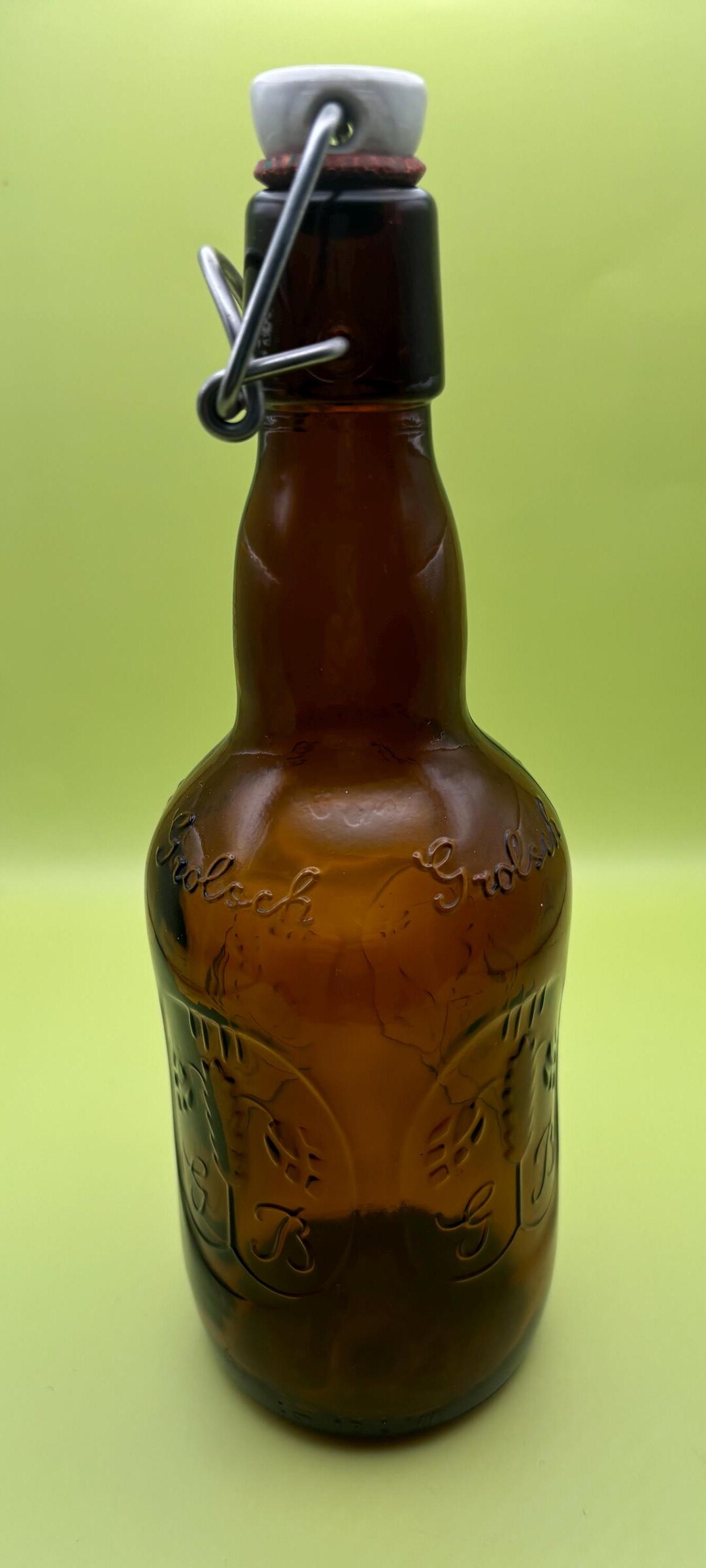 Vintage Grolsch Beer Bottle Dark Brown Amber Glass Bottle Orange Glass ...