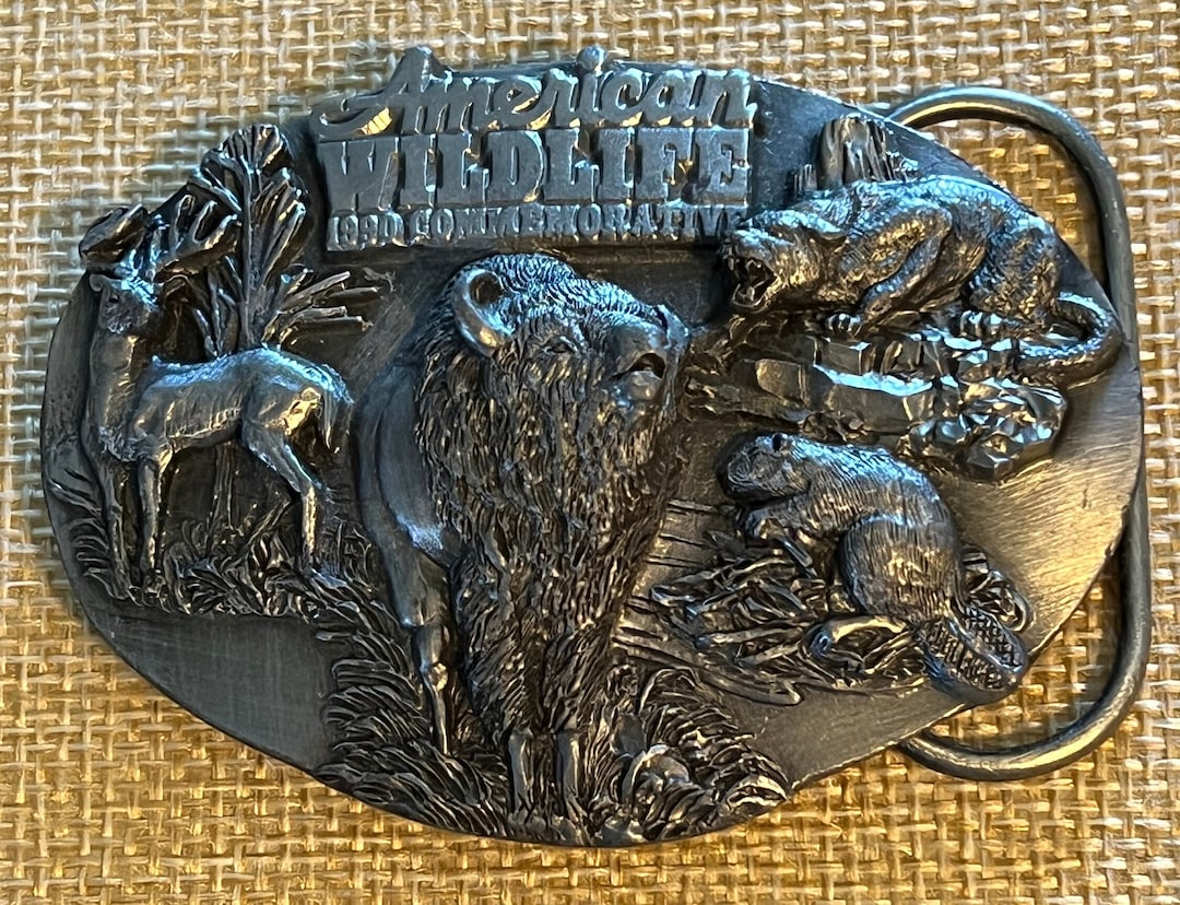 Vintage 1990 American Wildlife Belt Buckle: Bison, Bear, Beaver by ...