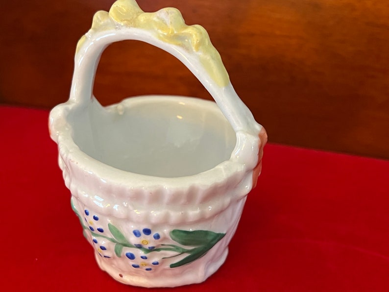 Vintage Hand Painted Ceramic Basket With Handle - Etsy