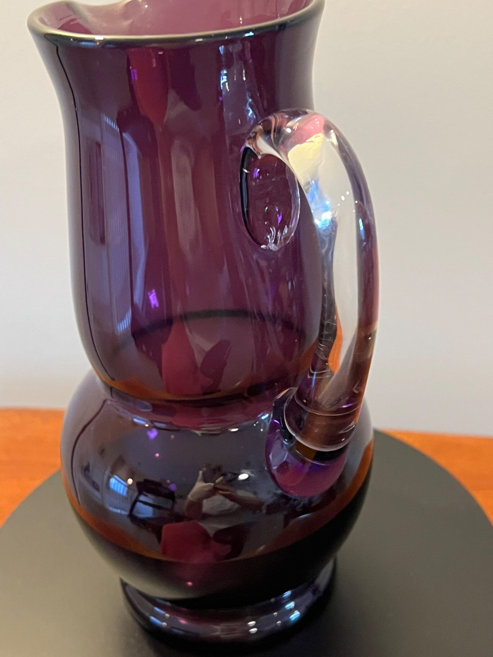 Vintage Amethyst Art Glass Pitcher Purple Mid Century Glassware Glass ...