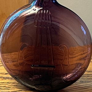 Vintage Amethyst Glass Bottle Banjo Style Embossed Glass Art Lover ...
