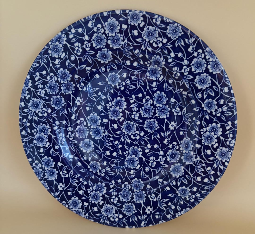 Vintage CALICO Blue Flower Dinner Plates Royal Crownford Ironstone ...