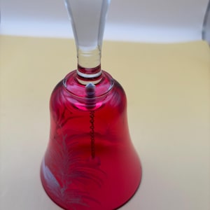 Cranberry Glass Bell Mary Gregory Art Deco Hand-blown Pink Glass Bell ...