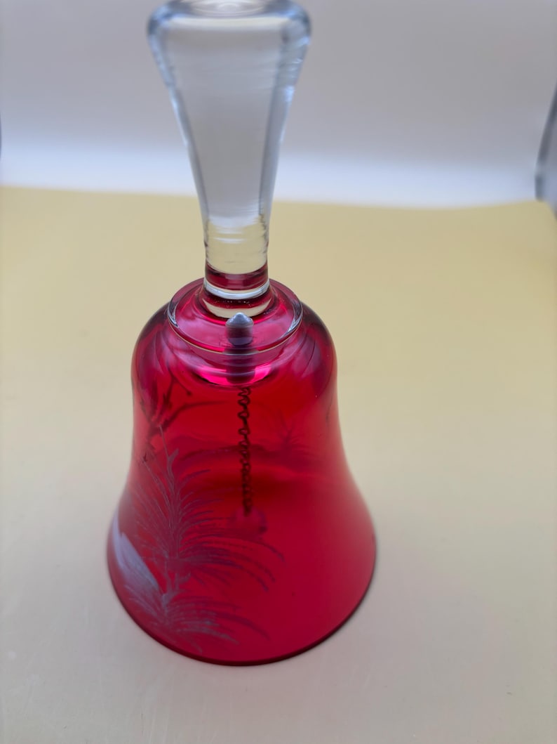 Cranberry Glass Bell Mary Gregory Art Deco Hand-blown Pink Glass Bell ...