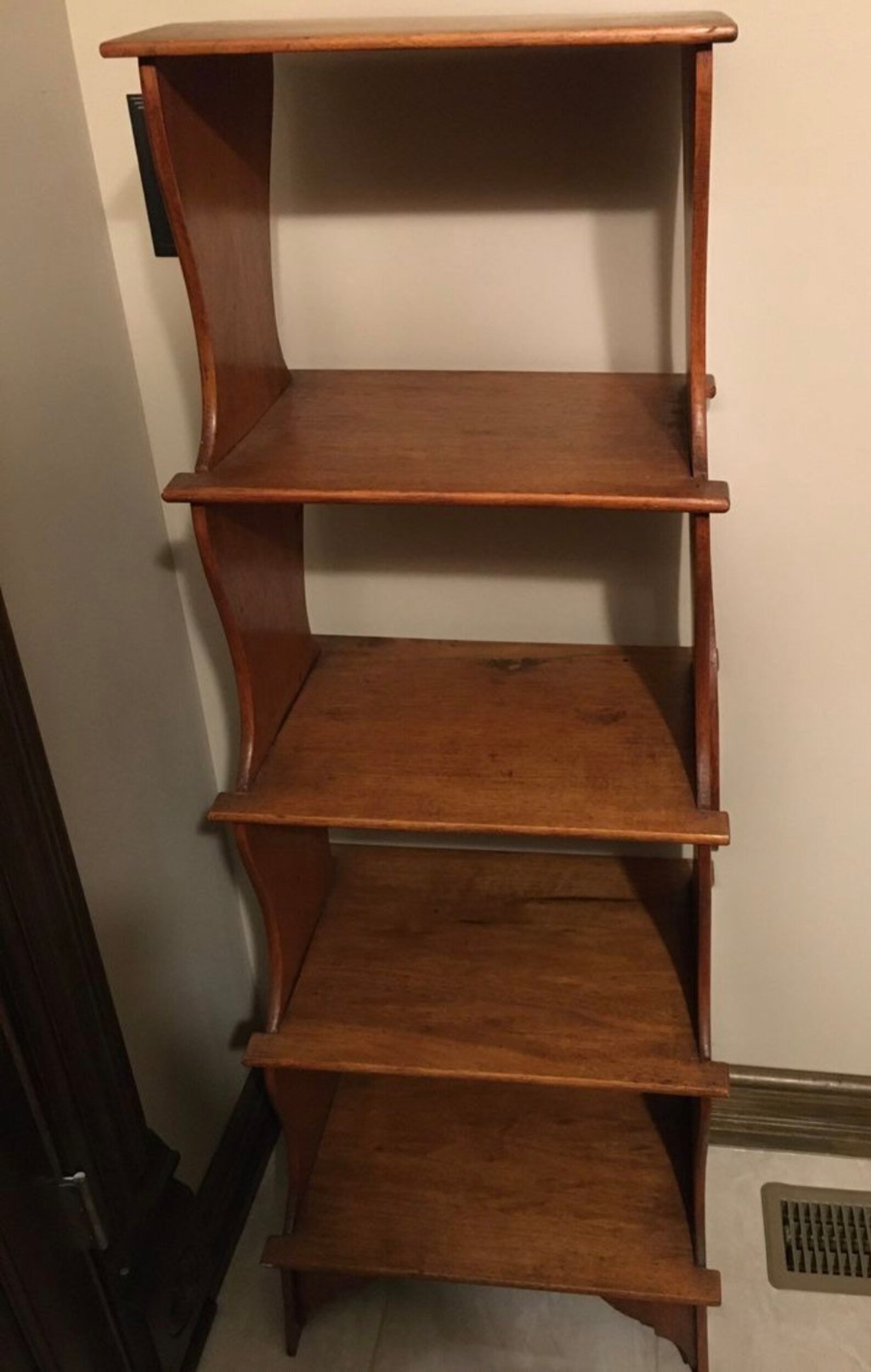 Antique Oak Wood Bookshelf With Hand Carved Wing Wings Bookcase Book ...