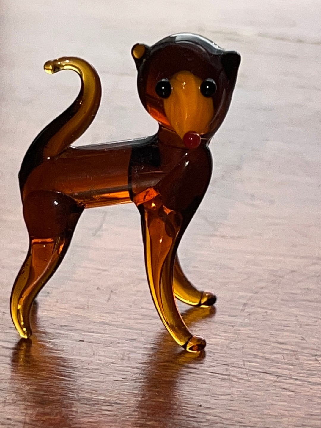 Vintage Amber Hand Blown Glass Monkey Art Glass Amber Glass Animals ...