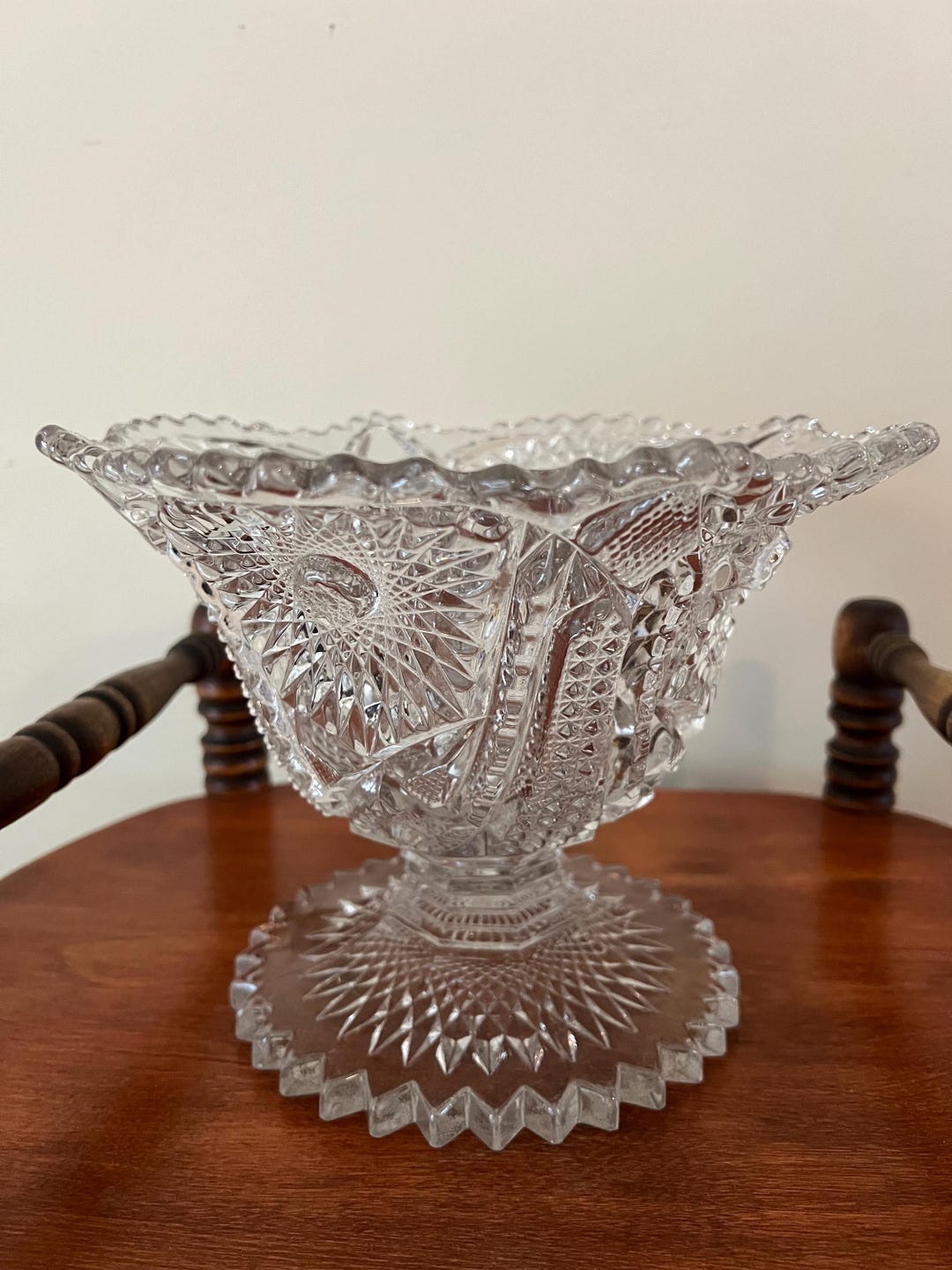 Antique Imperial Glass Co Nucut Footed Dish Pressed Glass Sawtooth ...