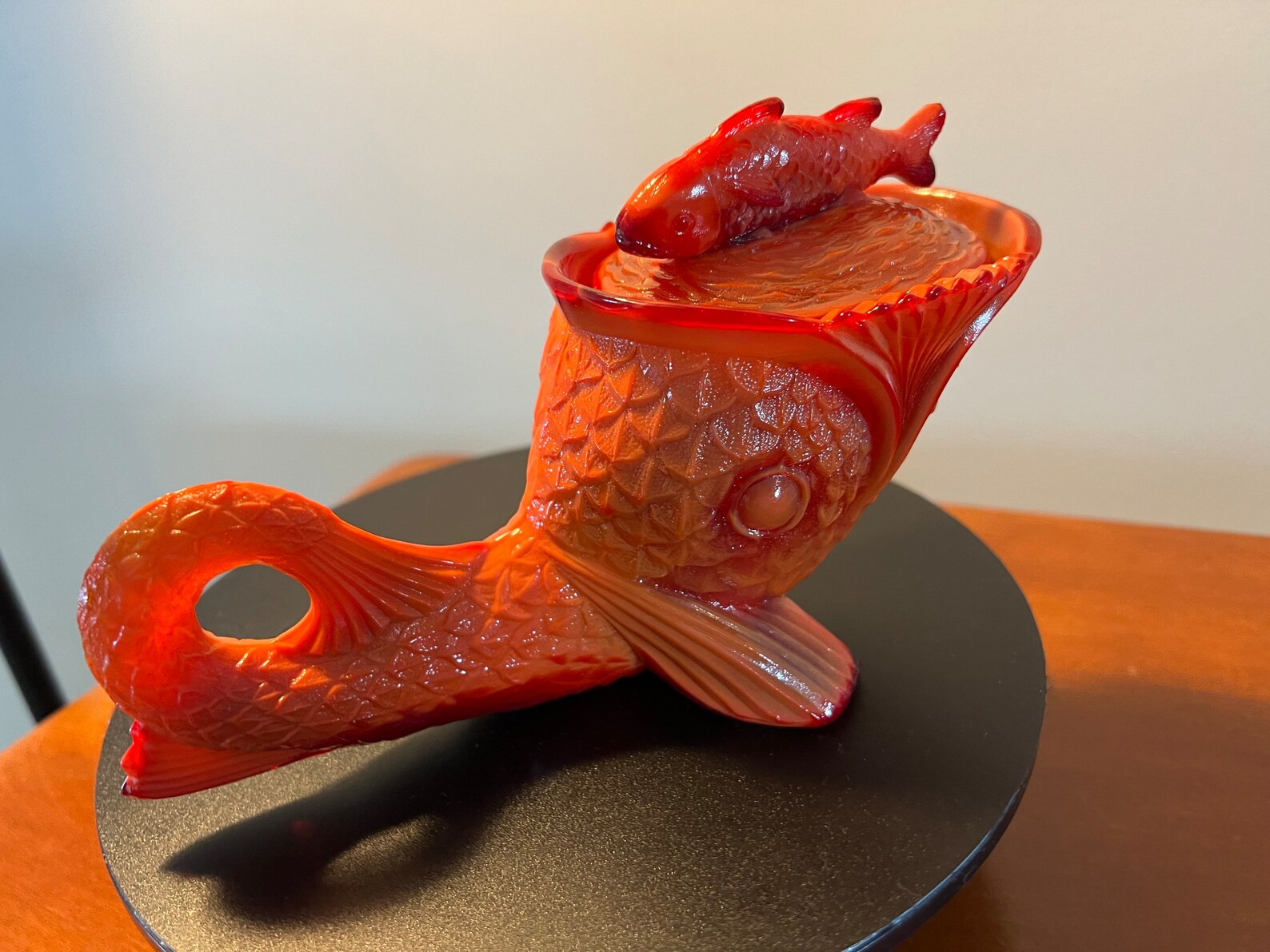 Vintage Red Slag Orange Summit Art Glass Fish Dolphin - Etsy