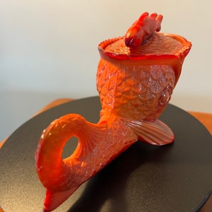 Vintage Red Slag Orange Summit Art Glass Fish Dolphin - Etsy