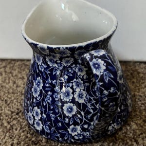CALICO Blue Flower Pitcher Royal Crownford Ironstone England Blue and ...