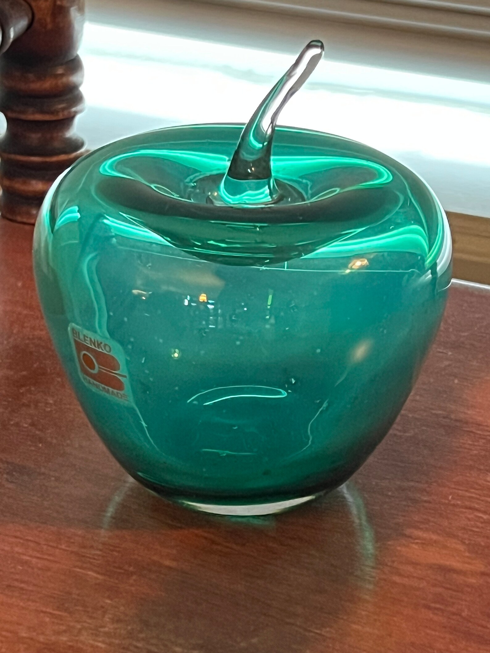 Vintage Blenko Green Glass Apple Paperweight Apples Bookend Green Glass ...