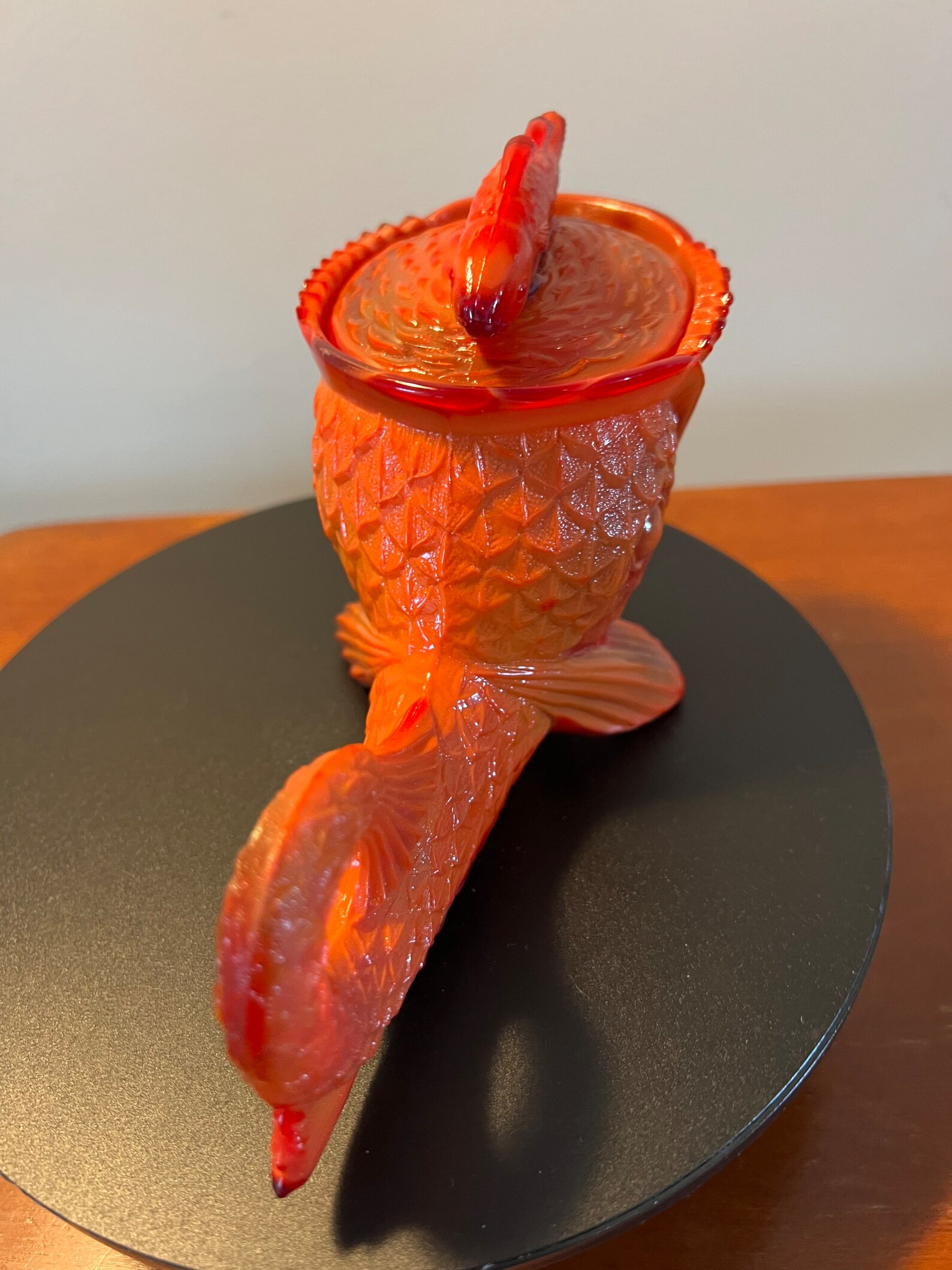 Vintage Red Slag Orange Summit Art Glass Fish Dolphin - Etsy
