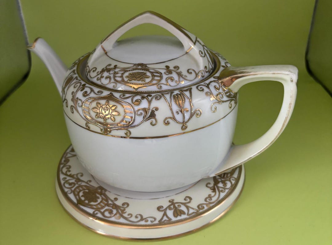 Vintage Noritake Porcelain Tea Pot With Lid and Matching Trivet Made in ...