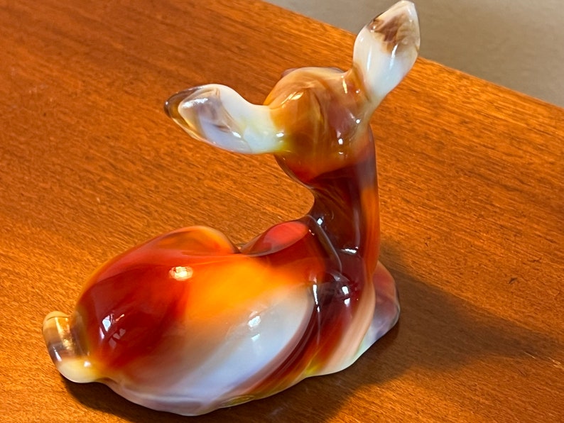 Vintage Fenton Fawn Deer Ruby Marble 1984 Special Order Satin - Etsy