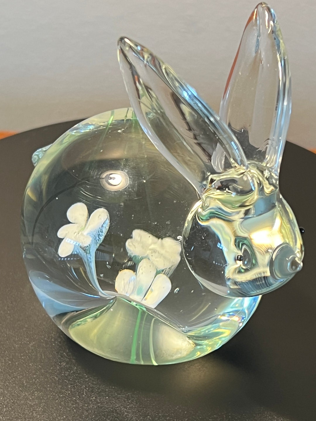 Vintage Glass Rabbit Paperweight: Floral Art Glass - Etsy