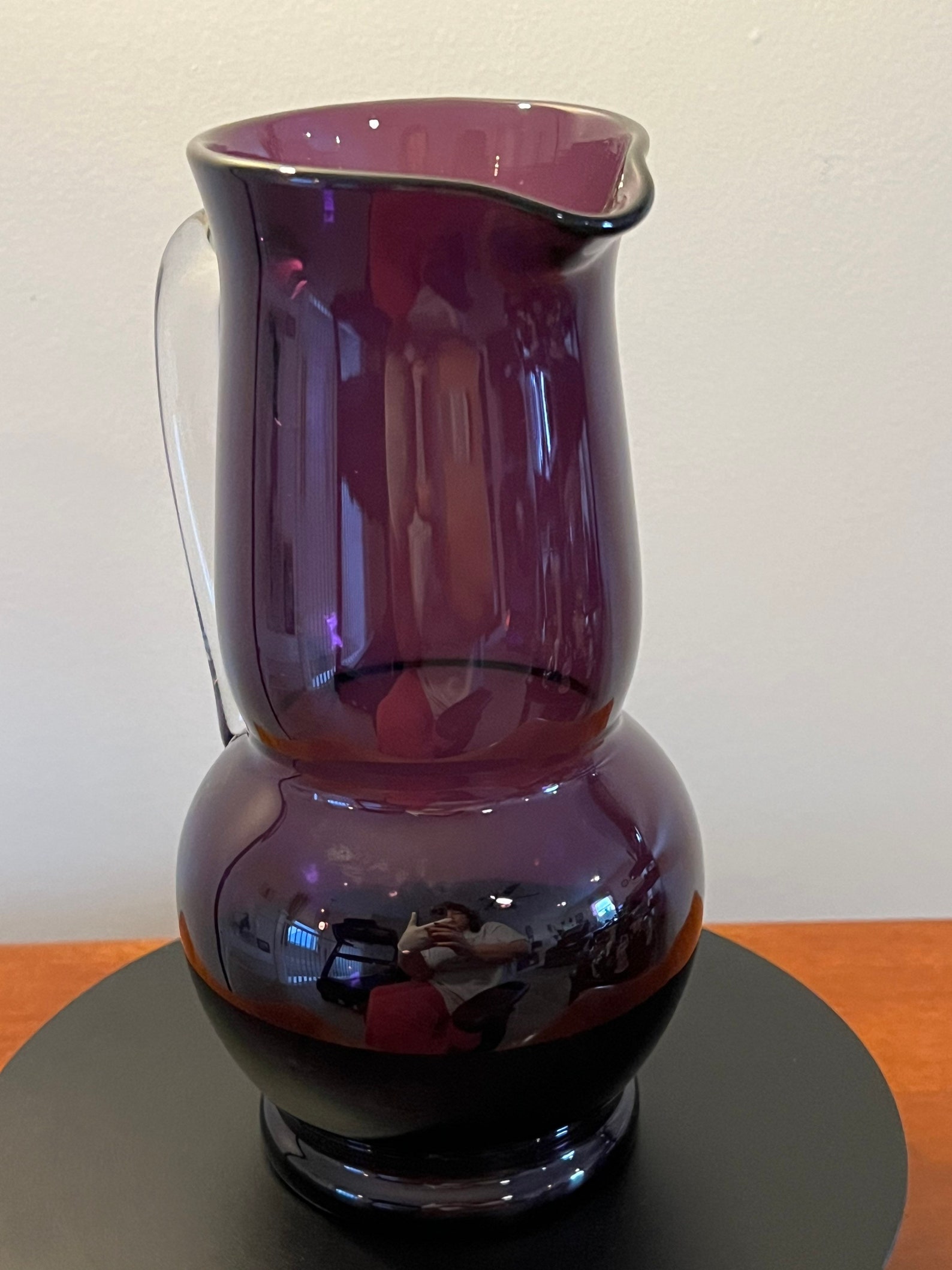 Vintage Amethyst Art Glass Pitcher Purple Mid Century Glassware Glass ...