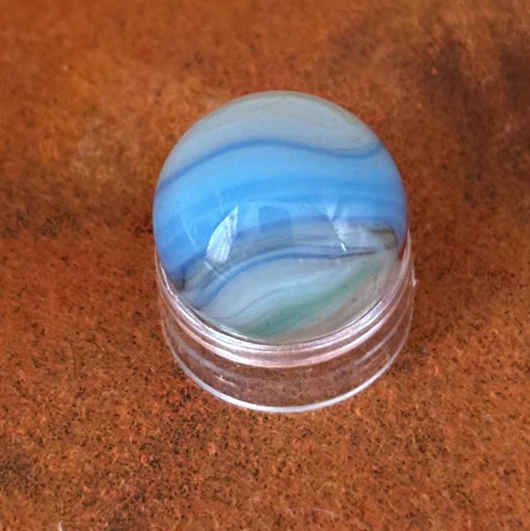 Vintage Vitro Conqueror Glass Marble Blue Starburst Style Glass Art ...