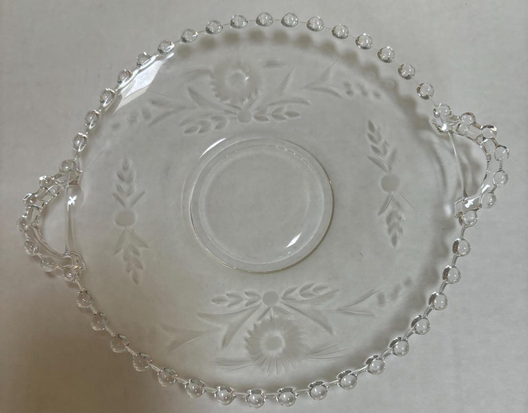 Antique Imperial Beaded Glass Candlewick Etched Glass Plate Platter ...