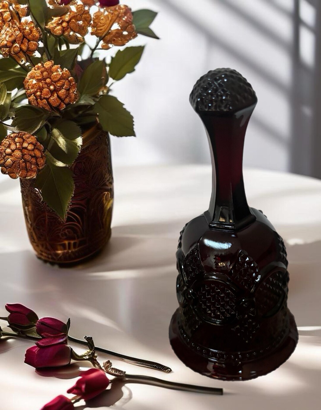 Vintage Avon Ruby Red Glass Bell: Collectible Home Decor - Etsy