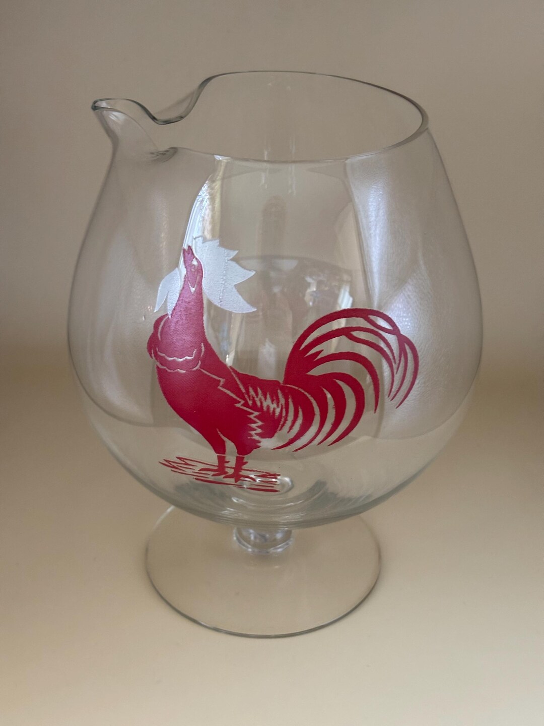 Vintage Red Rooster Glass Pitcher Rare Rooster Gift Lover Antiques and ...