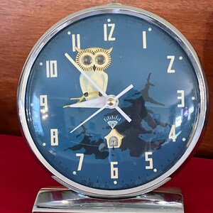 Vintage Owl Alarm Clock, Rare Owl Clock, Mid Century Style Owl Time ...