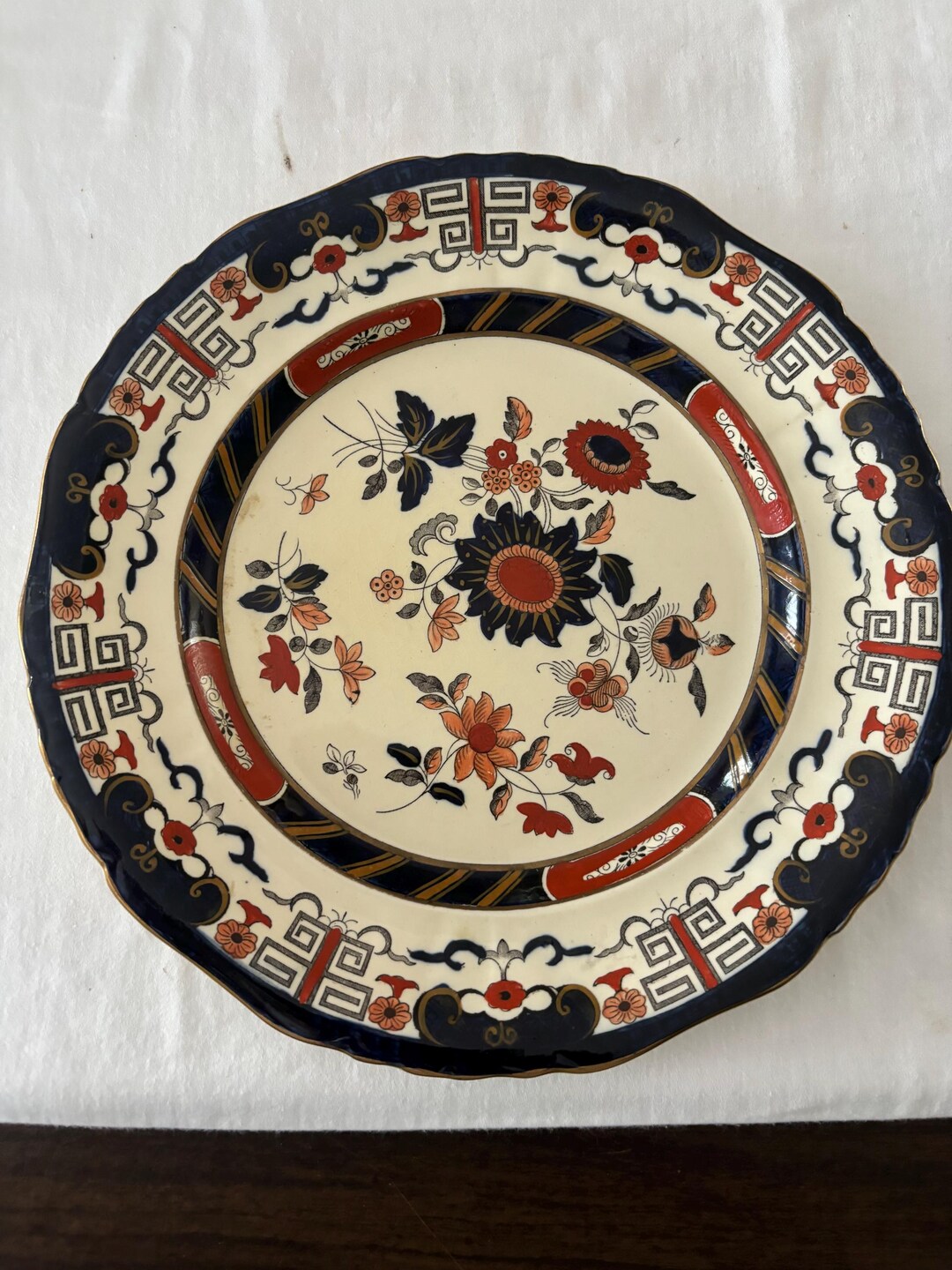 Antique Mason's Ironstone Plate: Cobalt Blue & Rust Floral Decor, Made ...