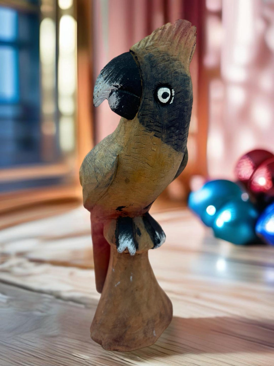 Vintage Carved Wooden Parrot Figurine Hand Painted Made in Jamaica ...