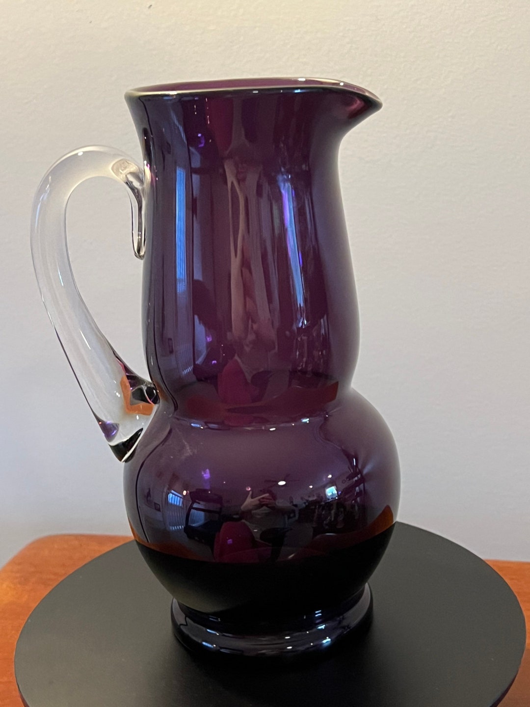 Vintage Amethyst Art Glass Pitcher Purple Mid Century Glassware Glass ...