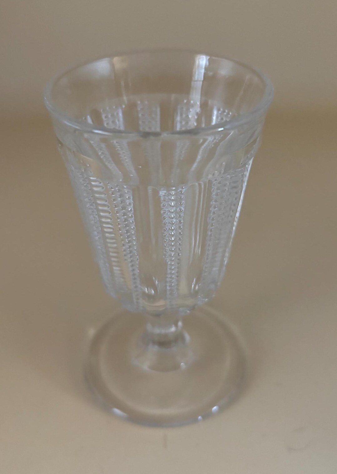 Antique Wine Glass EAPG Paneled Dewdrop Pattern Crystal Glass Footed ...