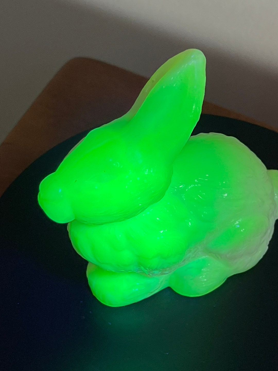 Vintage Mosser Rabbit Vaseline Uranium Bunny Glows Green Glowing Glass ...