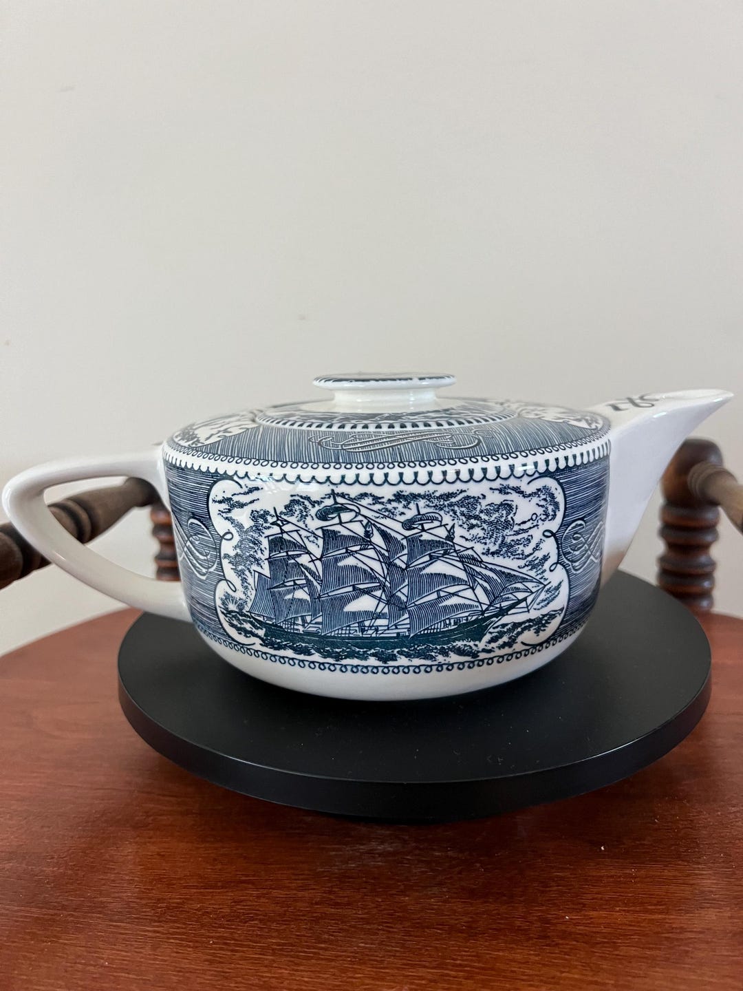 Vintage Currier & Ives Royal China Teapot Clipper Ship Lighthouse ...