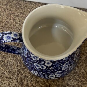 CALICO Blue Flower Pitcher Royal Crownford Ironstone England Blue and ...