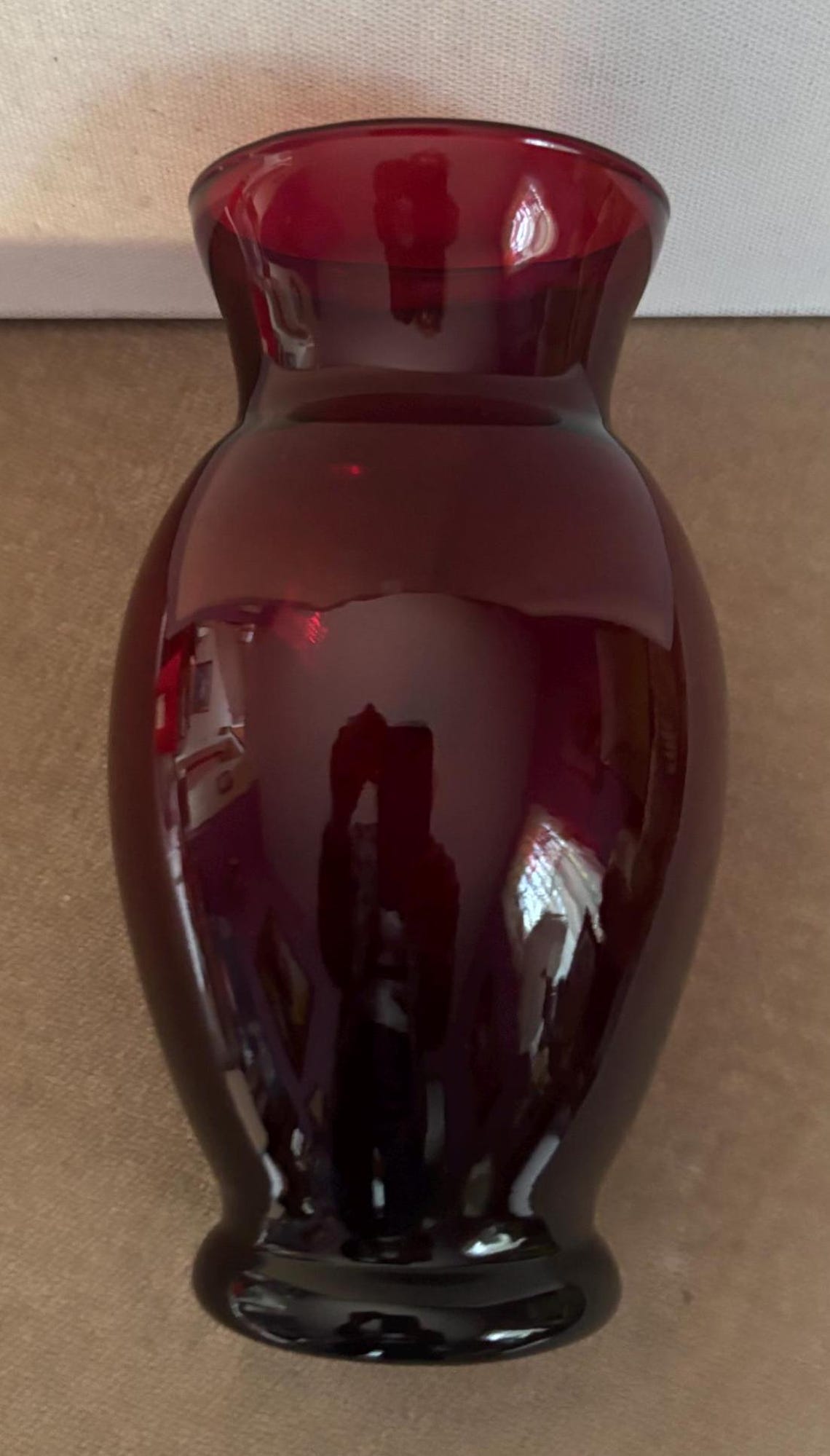 Vintage Ruby Red Glass Vase With Curvy and Fluted Top Lover Antiques ...