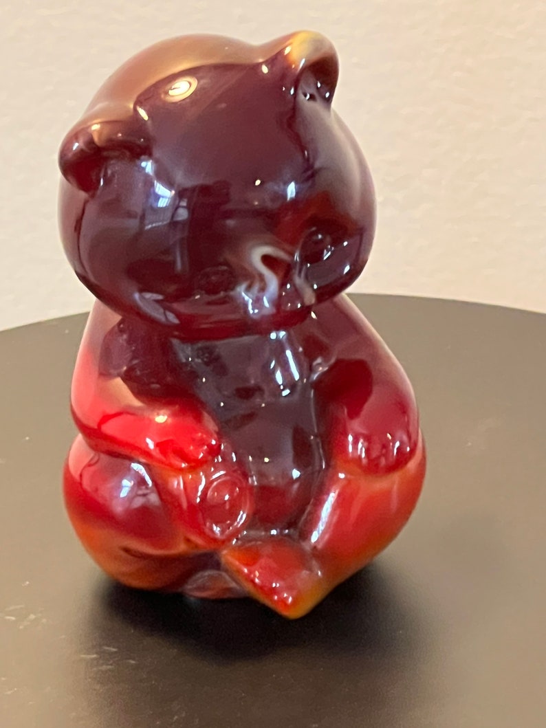 Vintage Fenton Bear Ruby Marble Slag Glass 1984 Levay Special Order ...