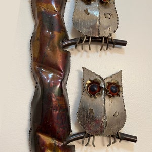Owl Metal Wall Hanging Art Titled "nobody’s Perfect", Marble Eyes on ...