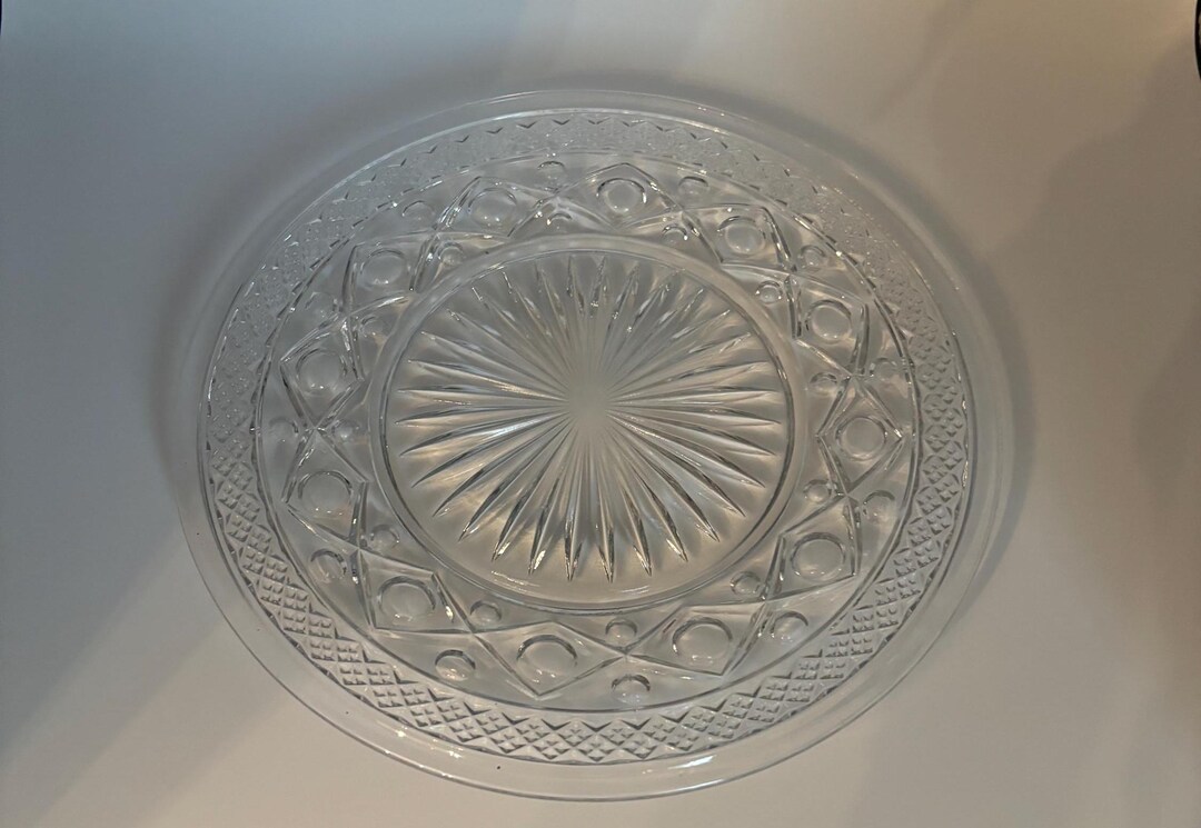 Vintage Starburst Glass Plate Crystal Clear Fancy Plates Lover Antiques ...