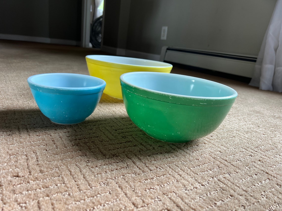 Vintage Pyrex Set of 3 Mixing Bowls Lover Antiques and Vintage - Etsy