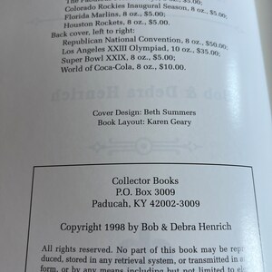 Coca Cola Commemorative Bottles Identification and Price Guide Book, by ...