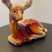 Vintage Fenton Fawn Deer Ruby Marble 1984 Special Order Satin Glass Art ...