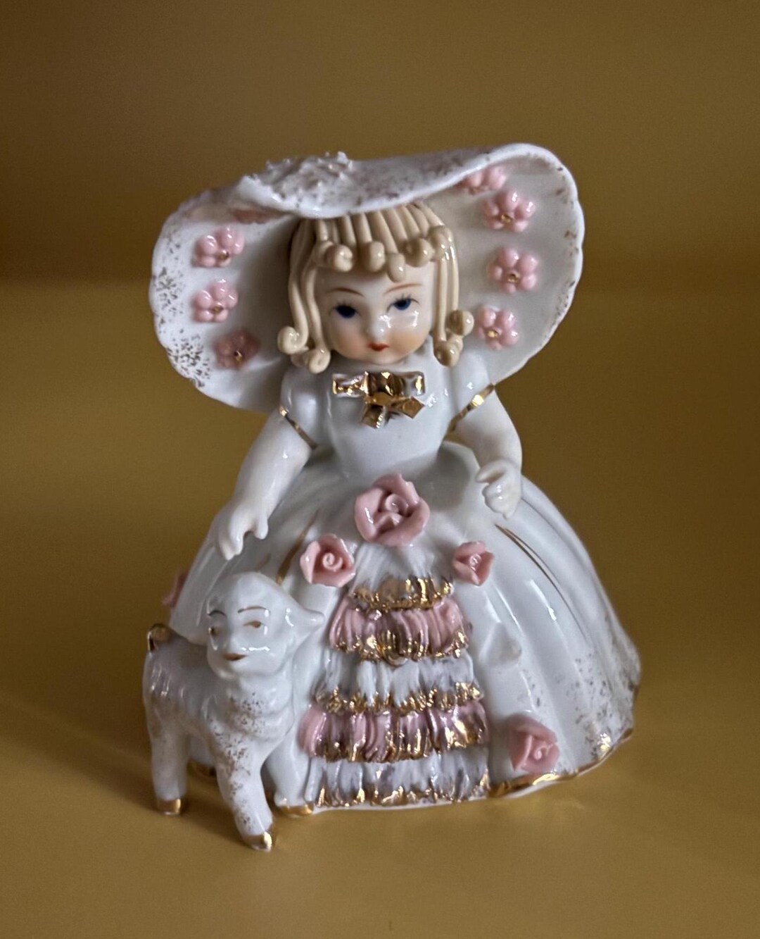 Vintage Lefton Mary Had A Little Lamb Porcelain Hand Painted Figurine ...