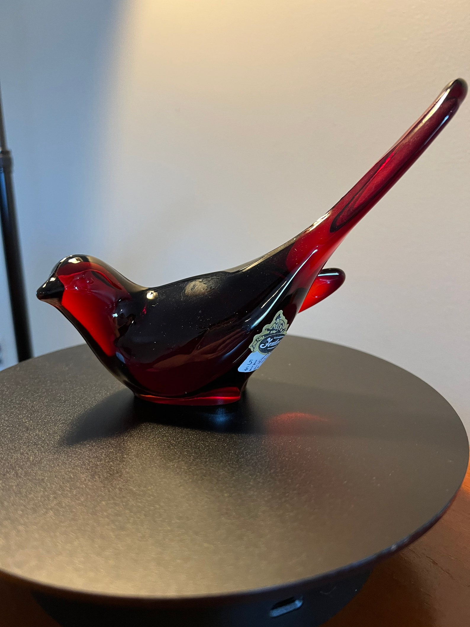 Vintage Fenton Red Long Tail Bird Figurine Amberina Art Glass Lover ...