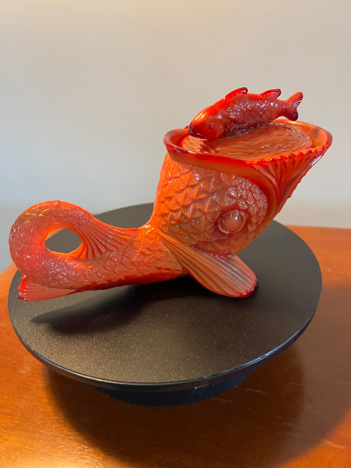 Vintage Red Slag Orange Summit Art Glass Fish Dolphin - Etsy