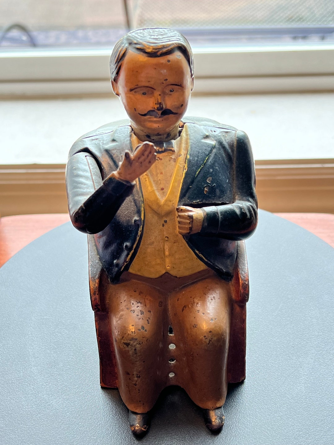 Antique Mechanical Tammany Bank: Little Fat Man Cast Iron Banker, 1873 ...