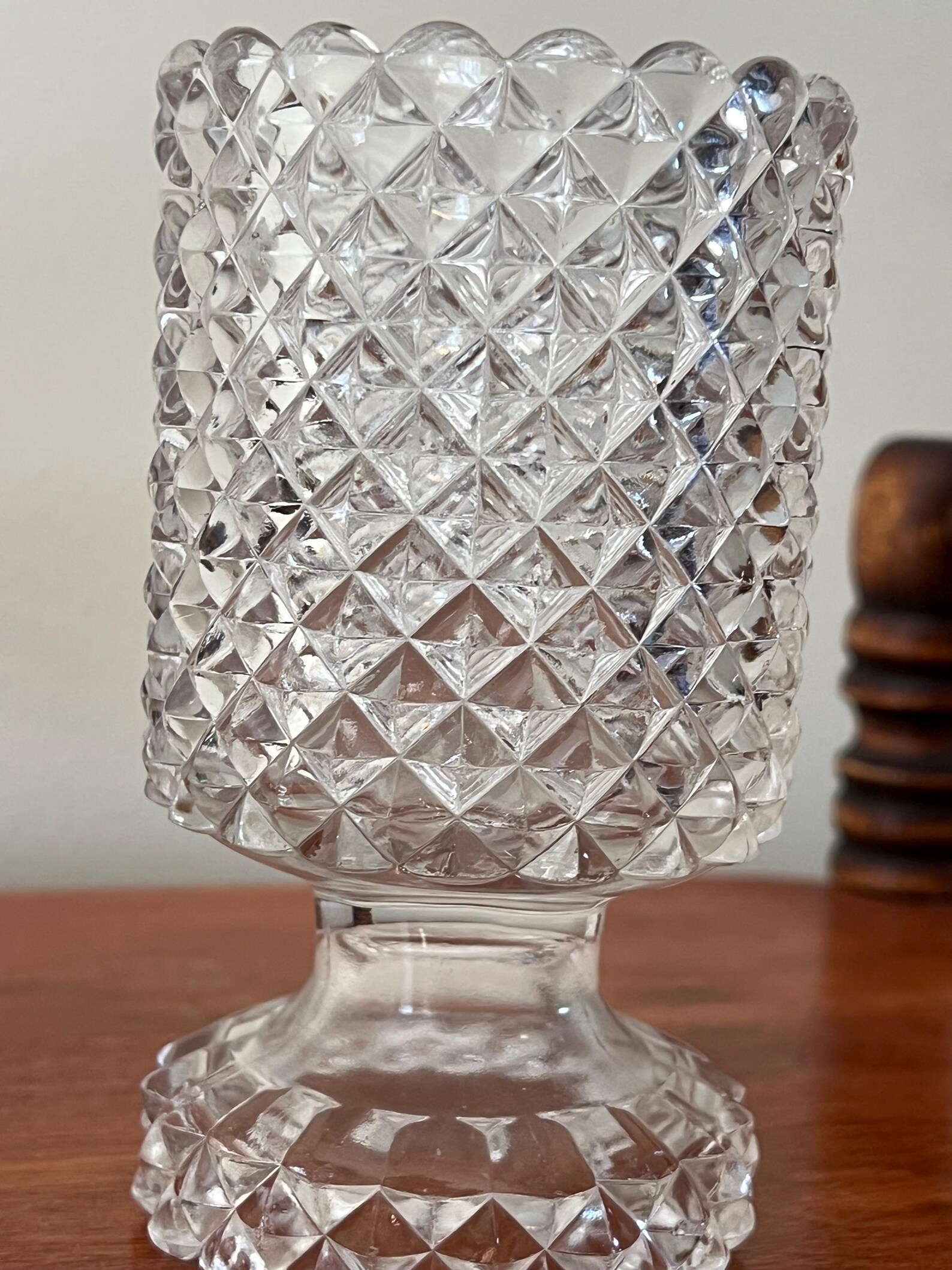 Antique Diamond Pattern Spooner Spill Vase EAPG Crystal Glass Water Cup ...