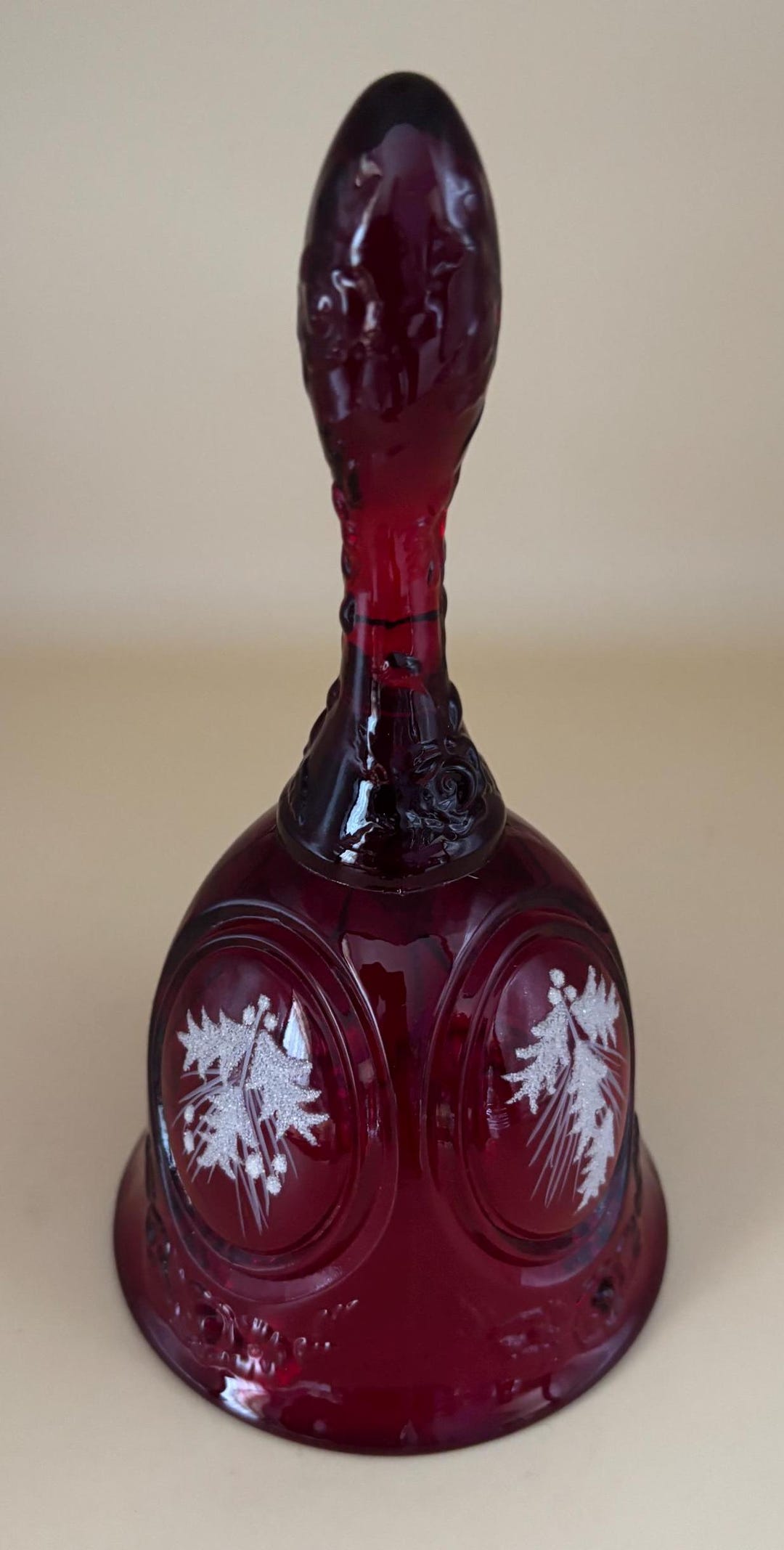 Vintage Fenton Ruby Red Glass Bell Hand Painted by A. Sallee Lover ...