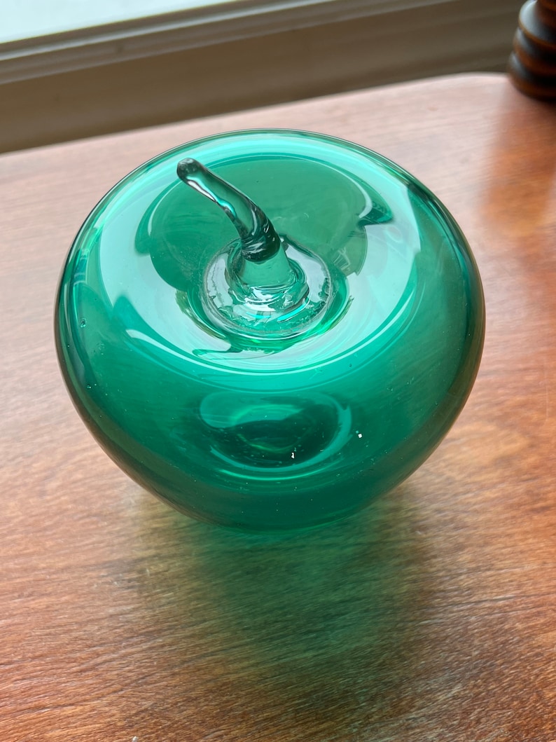 Vintage Blenko Green Glass Apple Paperweight Apples Bookend - Etsy