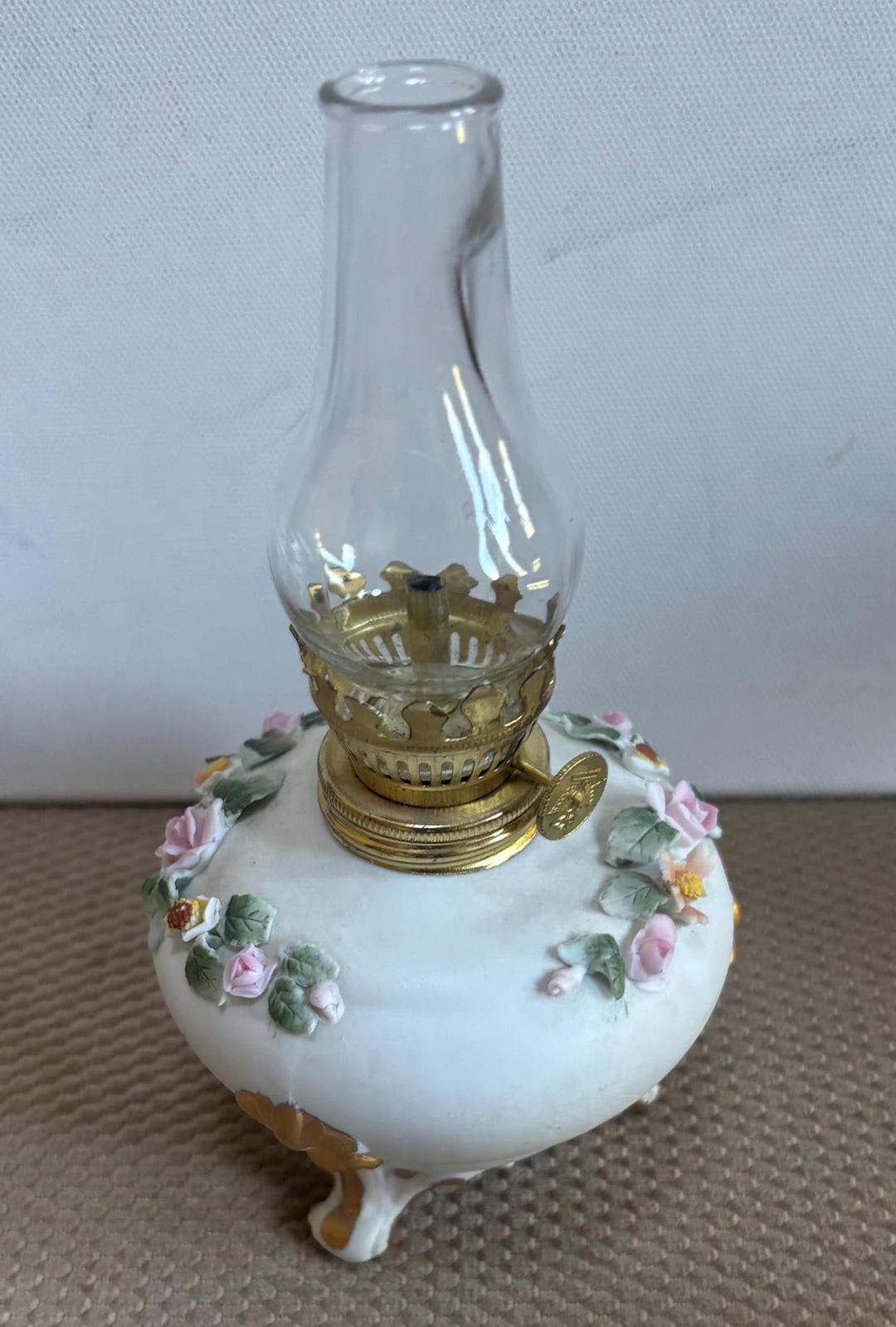 Vintage Lefton 3 Legged Lamp Hand Painted Porcelain Lamp Adorned With ...