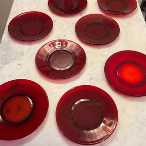 Vintage Ruby Red Set of 9 Lunch Plates, 7 3/4” Red Plates, Lover ...